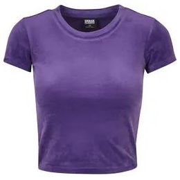 Kurzarmshirt Urban Classics "Urban Classics Damen Ladies Short Velvet Tee", Damen, Gr. XS, realviolet, 93% Polyester, 7% Elasthan, unifarben, slim fit, Rundhals, Shirts