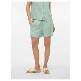 V&eacute;ro Moda Shorts VERO MODA "VMJESMILO HW SHORTS WVN NOOS", Damen, Gr. M (38), N-Gr, gr&uuml;n (silt gr&uuml;n), Web, Obermaterial: 55% Viskose, 45% Leinen, unifarben, regular fit kurz, Hosen Shorts, Viskosemischung, regular fit, mit Leinen