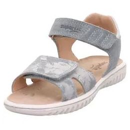 Sandale Superfit "SPARKLE WMS: mittel", M&auml;dchen, Gr. 31, hellblau, Leder, Veloursleder, metallic, Schuhe Sandale, Klett-Sandalette mit Leomuster, Gr&ouml;&szlig;enschablone zum Download