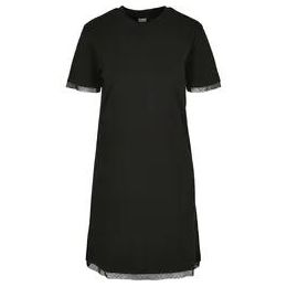 Shirtkleid Urban Classics "Urban Classics Damen Ladies Boxy Lace Hem Tee Dress", Damen, Gr. XS, US-Gr&ouml;&szlig;en, schwarz, 100% Baumwolle, unifarben, loose fit, Rundhals, Kleider Shirtkleid