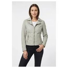 Lederjacke Mauritius "MWBajah", Damen, Gr. L (40), silber grau, Obermaterial: 100% Schafsleder. Futter: 100% Polyester. &Auml;rmelfutter: 100% Polyester, unifarben, regular fit h&uuml;ftlang, mit Rei&szlig;verschluss, Jacken, mit Reverskragen