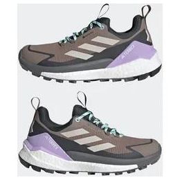 Wanderschuh Adidas TERREX "FREE HIKER 2.0 LOW GORE-TEX", Damen, Gr. 41, trabrn, wonalu, carbon, Synthetik, Textil, Schuhe Wanderschuh, wasserdicht dank Gore-Tex Membrane