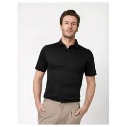 Kurzarmhemd DESOTO "Casual Kent 1/2", Herren, Gr. L, N-Gr, solid schwarz, Jersey, Obermaterial: 100% Baumwolle, slim fit normal, Hemden, Businesshemd, slim fit, Kentkragen