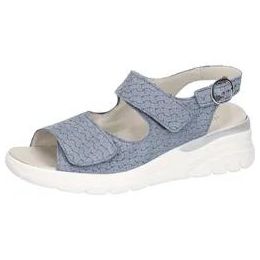 Waldl&auml;ufer Keilsandalette WALDL&Auml;UFER "H-IVY", Damen, Gr. 6 (39), jeansblau, Nubukleder, Flechtoptik, unifarben, Schuhe, Sommerschuh, Klettsandale, Bequemschuh in Komfortweite H (= sehr weit)