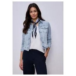 Jeansjacke Street One, Damen, Gr. 38, light blau washed, Denim/Jeans, Obermaterial: 70% Baumwolle, 28% Polyester, 2% Elasthan, unifarben, regular fit normal, Manschette, Jacken Jeansjacke, mit Brust Taschen