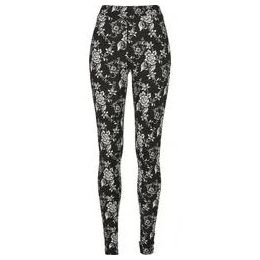 Leggings Urban Classics "Urban Classics Damen Ladies Soft AOP Leggings", Damen, Gr. S, US-Gr&ouml;&szlig;en, schwarzrose, 85% Polyester, 15% Elasthan, skinny fit, Hosen Leggings