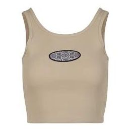 Tanktop Rocawear "Rocawear Damen Rocawear Tanktop Cropped", Damen, Gr. M, beige, 95% Baumwolle, 5% Elasthan, skinny fit, Tops Tanktop