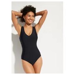 Badeanzug bonprix, Damen, Gr. 54, N-Gr, schwarz, Obermaterial: 80% Polyamid, 20% Elasthan. Futter: 100% Polyester. Netzfutter: 85% Polyamid, 15% Elasthan, Badeanz&uuml;ge Badeanzug, mit V-Ausschnitt, Shape-Design, mit Elasthan-Anteil