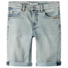 Jeansshorts name it "NKMTHEO XSL DNM L SHORTS 6622-CL NOOS", Jungen, Gr. 146, N-Gr, light medium blau denim, Denim/Jeans, Obermaterial: 41% Viskose, 31% Baumwolle, 25% Polyester, 3% Elasthan, unifarben, slim fit kurz, Jeans Jeansshorts, Viskosemischung, Stretch