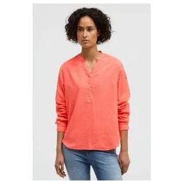 Langarmbluse SOCCX, Damen, Gr. L, rot neon, Web, Material: 100% Baumwolle, bedruckt, slim fit normal, ohne Ausschnitt, mit Riegel 1-Knopf-Manschette, Blusen, im Turn-Up-Look