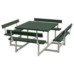 Garten-Essgruppe Plus "&raquo;Picnic&laquo; Kombim&ouml;bel mit 4 R&uuml;ckenlehnen", gr&uuml;n (gr&uuml;n ral 6009), B:224cm H:76cm T:224cm, FSC-zertifizierter Holzwerkstoff, Stahl, Sitzm&ouml;bel-Sets, 224x224x76/45 cm