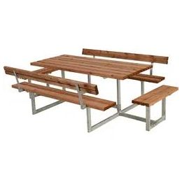 Garten-Essgruppe Plus "&raquo;Basic&laquo; Kombim&ouml;bel + Anbau und 2 R&uuml;ckenlehnen", braun (teak ral 1006 transparent), B:184cm H:75cm T:260cm, FSC-zertifizierter Holzwerkstoff, Stahl, Sitzm&ouml;bel-Sets, 260x184x75/45 cm