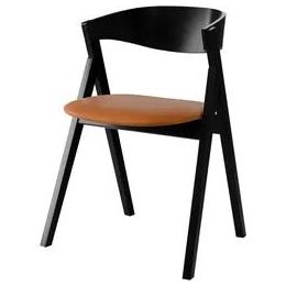 Stuhl HAMMEL FURNITURE "City by Hammel", , schwarz lackiert, schwarz lackiert, cognac, B:57cm H:76cm T:50cm, Leder, Massivholz, St&uuml;hle, Stuhl, Massivholz, gepolsterte Sitzfl&auml;che, versch. Farbvarianten