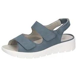 Waldl&auml;ufer Sandale WALDL&Auml;UFER "K-ADEA Soft", Damen, Gr. 5 (38), jeansblau, Nubukleder, Textil, unifarben, Basic, Schuhe Sandale, Sommerschuh, Keilsandalette mit Klettverschl&uuml;sse, Extraweite K