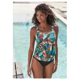 Oversize-Tankini-Top Buffalo "Moana", Damen, Gr. 48, N-Gr, aqua bedruckt, Recycling-Polyamid, bedruckt, Bikini-Oberteile, mit modernem Allover-Print