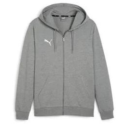 Kapuzensweatjacke Puma "TEAMGOAL CASUALS HOODED JACKET", Herren, Gr. L, medium gray heather, Puma wei&szlig;, Sweatware, Obermaterial: 60% Baumwolle, 40% Polyester, unifarben, regular fit normal, angesetztes B&uuml;ndchen, Sweatjacken, mit Kapuze, f&uuml;r Fu&szlig;ball und Freizeit, mit Rei&szlig;verschluss