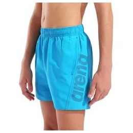 Badeshorts arena "FUNDAMENTALS arena LOGO JR BOXER R", Jungen, Gr. 140 (134), N-Gr, turquoise, navy, Obermaterial: 100% Polyester, Badehosen Badeshorts, f&uuml;r Kinder, mit Seitentaschen, mit Mesh-Innenslip, schnelltrocknend