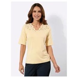 Spitzenshirt Lady "Spitzen-Shirt", Damen, Gr. 38, vanille, 95% Viskose, 5% Elasthan, unifarben, V-Ausschnitt, Shirts