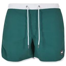 Badeshorts Urban Classics "Urban Classics Herren Retro Swimshorts", Gr. L, US-Gr&ouml;&szlig;en, wei&szlig;, gr&uuml;n, 100% Polyamid, Badehosen Badeshorts