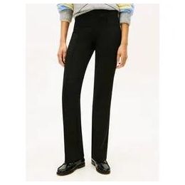 Anzughose Tommy Hilfiger "PUNTO KICK FLARE PANT", Damen, Gr. 42, N-Gr, schwarz, Web, Obermaterial: 68% Polyester, 28% Viskose, 4% Elasthan, unifarben, regular fit kn&ouml;chellang, Hosen Anzughose, in ausgestellter Form