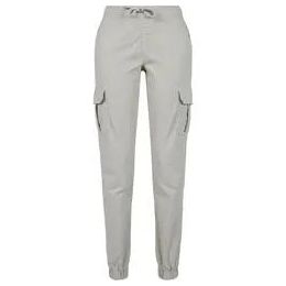 Cargohose Urban Classics "Urban Classics Damen Ladies High Waist Cargo Jogging Pants", Damen, Gr. XS, US-Gr&ouml;&szlig;en, concrete, 98% Baumwolle, 2% Elasthan, unifarben, normal, Hosen Cargohose