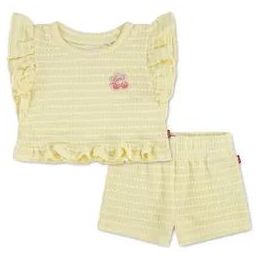 Levi's Top & Shorts LEVI'S KIDS "LVG RUFFLE TOP & SHORT SET", M&auml;dchen, Gr. 24M (92), french vanilla, Jersey, Obermaterial: 67% Polyester, 30% Viskose, 3% Elasthan, unifarben, KOB Set-Artikel, mit Struktur und R&uuml;schen, for Girls