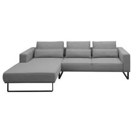 Ecksofa Musterring "JustB PM100", grau, B:292cm H:88cm T:185cm, 100% Polyester, Sofas, Ecksofa, Modernes Design mit schwarzen Metallkufen und 292 cm Breite - 6 Farben