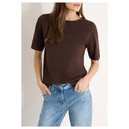 Kurzarmshirt Cecil, Damen, Gr. S (38), macchiato braun, Jersey, Obermaterial: 100% Baumwolle, unifarben, normal h&uuml;ftbedeckend, Rundhals, Shirts, aus weicher Baumwolle