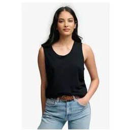 Tanktop Superdry "SCOOP NECK TANK", Damen, Gr. S, eclipse navy, Jersey, Obermaterial: 60% Baumwolle, 40% Lyocell, unifarben, regular fit normal, Rundhals, Tops Tanktop, Baumwollmischung, regular fit