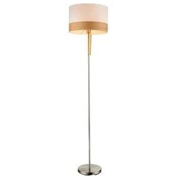 Globo LIGHTING Stehlampe "CHIPSY", nickel matt, 1, &Oslash; 40cm H: 170cm, 1 Stk., Leuchten, Stehleuchte Nickel/Holzoptik, Textil, Zugschalter, E27, Stehlampe