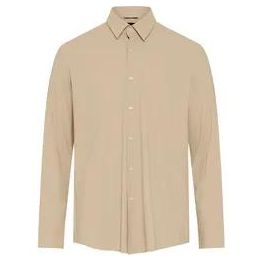 Langarmhemd BOSS "HANK", Herren, Gr. 40, N-Gr, open beige286, Jersey, Obermaterial: 76% Polyamid, 24% Elasthan, unifarben, slim fit h&uuml;ftbedeckend, 2-Knopf-Manschette mit Schlitz, Hemden, Kentkragen, Performance-Stretch-Jersey