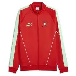 Sweatjacke Puma "Schweiz KING Anthem Jacke Herren", Herren, Gr. XL, rot gr&uuml;n glimmer, Obermaterial: 37% Baumwolle, 63% Polyester. Taschenfutter: 100% Polyester. Rippe: 93% Polyester, 7% Elasthan. Besatz: 100% Polyester, Sweatjacken Sweatjacke