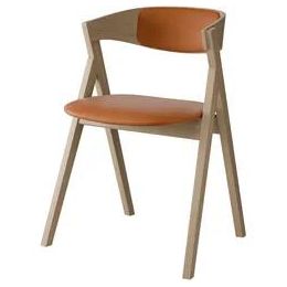 Stuhl HAMMEL FURNITURE "City by Hammel", , wei&szlig; pigmentiert klar lackiert, wei&szlig; pigmentiert klar lackiert, cognac, B:57cm H:76cm T:50cm, Leder, Massivholz, St&uuml;hle, Stuhl, Massivholz, gepolsterte Sitz- & R&uuml;ckenlehne, versch. Farbvarianten