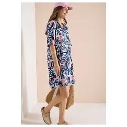 Midikleid Cecil, Damen, Gr. XXL (46), US-Gr&ouml;&szlig;en, universal blau, Stoff, 100% Viskose, gemustert, comfort fit knieumspielend, V-Ausschnitt, abgesteppt, Kleider Midikleid, aus Viskose