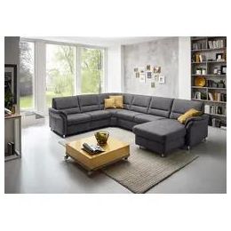 Wohnlandschaft DIE PLANBAR "ZE-EM16033 U-Form, Breite 330 cm", mammut grau, B:330cm T:262cm, 100% Polyester, Sofas, Wohnlandschaft, wahlweise mit Kopfst&uuml;tzen und Bettfunktion