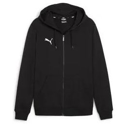 Kapuzensweatjacke Puma "TEAMGOAL CASUALS HOODED JACKET", Damen, Gr. M, Puma schwarz, Puma wei&szlig;, Sweatware, Obermaterial: 100% Baumwolle, unifarben, regular fit normal, angesetztes B&uuml;ndchen, Sweatjacken, mit Kapuze, f&uuml;r Fu&szlig;ball und Freizeit, mit Rei&szlig;verschluss