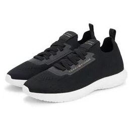 Slip-On Sneaker Tommy Hilfiger "TH KNIT EXTRALIGHT RUNNER", Herren, Gr. 40, schwarz, Textil, unifarben, Schuhe, Freizeitschuh, Halbschuh, Slipper mit elastischen Schn&uuml;rsenkeln