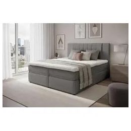 Boxspringbett Home Affaire "Bellissimo, Doppelbett, Polsterbett, Federkernbett, Komforbett", grau, B:185cm L:215cm, 100% PES, Komplettbetten, Boxspringbett, inkl. 9cm Topper, 5-Zonen-Taschen-Federkernmatratze, H&auml;rtegrad 3