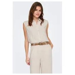 Blusentop Only "ONLSIESTA S/L LINEN BL SHIRT PNT NOOS", Damen, Gr. XS, moonbeam, Web, Obermaterial: 80% Viskose, 20% Leinen, unifarben, regular fit normal, Blusen Blusentop, mit Leinen