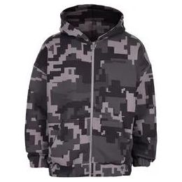 Sweatjacke DROPSIZE "Dropsize CAMO ZIPPER", Damen, Gr. M, schwarz camo, 70% Baumwolle, 30% Polyester, Sweatjacken Sweatjacke