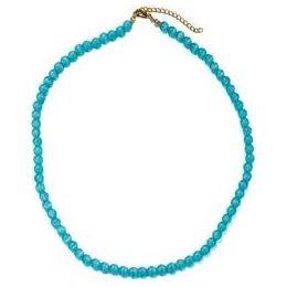 Collier "Schmuck Geschenk Edelstahl Halsschmuck Halskette Edelstein Kugeln", gelbgoldfarben, blau, ANISTON JEWELRY & WATCHES, Halsketten, Damen, Edelstahl Nylon, L: 50 B: 6mm, Edelstahl, Nylon, Collier, Made in Germany - mit Cat ́s Eye, B:6mm
