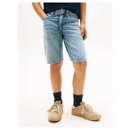 Jeansshorts Tommy Hilfiger "STRAIGHT DENIM", M&auml;dchen, Gr. 8 (128), N-Gr, mediumused, Denim/Jeans, Obermaterial: 61% Baumwolle, 39% Lyocell, unifarben, straight fit knielang, Jeans Jeansshorts, Kinder bis 16 Jahre, gerade Passform