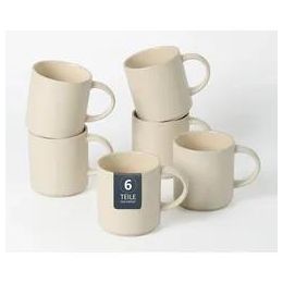 Becher OTTO HOME "Kaffeebecher Ylvii, 6er Set", beige, H:9,4cm &Oslash;:8,8cm, Steinzeug, Trinkgef&auml;&szlig;e, Becher, sp&uuml;lmaschinenfest und mikrowellengeeignet, 350 ml