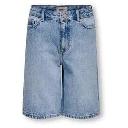 Jeansbermudas KIDS Only "KOGSONNY HW WIDE DNM SHORTS NOOS", Jungen, Gr. 128, N-Gr, light blau denim, Denim/Jeans, Obermaterial: 100% Baumwolle, unifarben, regular fit kniefrei, Jeans
