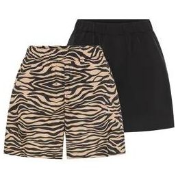 Shorts Laura Scott, Damen, Gr. 44, N-Gr, schwarz, Web, Obermaterial: 100% Polyester, bedruckt, bequem kurz, Hosen Shorts, kurze Webhose mit weitem Bein, bequemer Sitz durch Gummizug am Bund