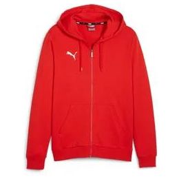 Kapuzensweatjacke Puma "TEAMGOAL CASUALS HOODED JACKET", Herren, Gr. XL, Puma rot, Puma wei&szlig;, Sweatware, Obermaterial: 100% Baumwolle, unifarben, regular fit normal, angesetztes B&uuml;ndchen, Sweatjacken, mit Kapuze, f&uuml;r Fu&szlig;ball und Freizeit, mit Rei&szlig;verschluss