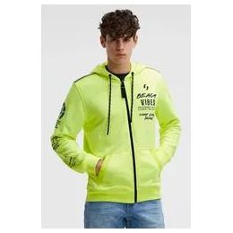 Kapuzensweatjacke CAMP DAVID, Herren, Gr. 3XL, gelb, Material: 60% Polyester, 40% Baumwolle, bedruckt, relaxed fit normal, hoch geschlossener Ausschnitt, eingesetzt Rippb&uuml;ndchen, Sweatjacken, mit Baumwolle