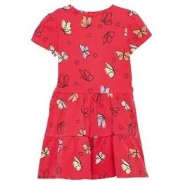 Jerseykleid s.Oliver JUNIOR, M&auml;dchen, Gr. 122, N-Gr, rot, Jersey, Obermaterial: 95% Baumwolle, 5% Elasthan, gebl&uuml;mt, gemustert, bequem kniefrei, Rundhals, Puff&auml;rmel, Kleider Jerseykleid, Stufenkleid mit All-Over-Print