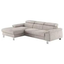 Ecksofa COTTA "Komaris L-Form, B: 244 cm", elephant, B:244cm H:72cm T:166cm, 100% Polyester, Sofas, Ecksofa, mit Kopfteilverstellung, optional Bettfunktion, Bettkasten & Licht
