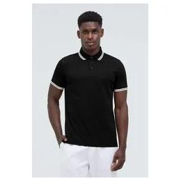 Poloshirt CMPD, Herren, Gr. 4XL, schwarz, Piqu&eacute;, Material: 100% Baumwolle, bedruckt, figurbetont normal, hoch geschlossener Ausschnitt, eingesetzt B&uuml;ndchen, Shirts, aus Baumwolle